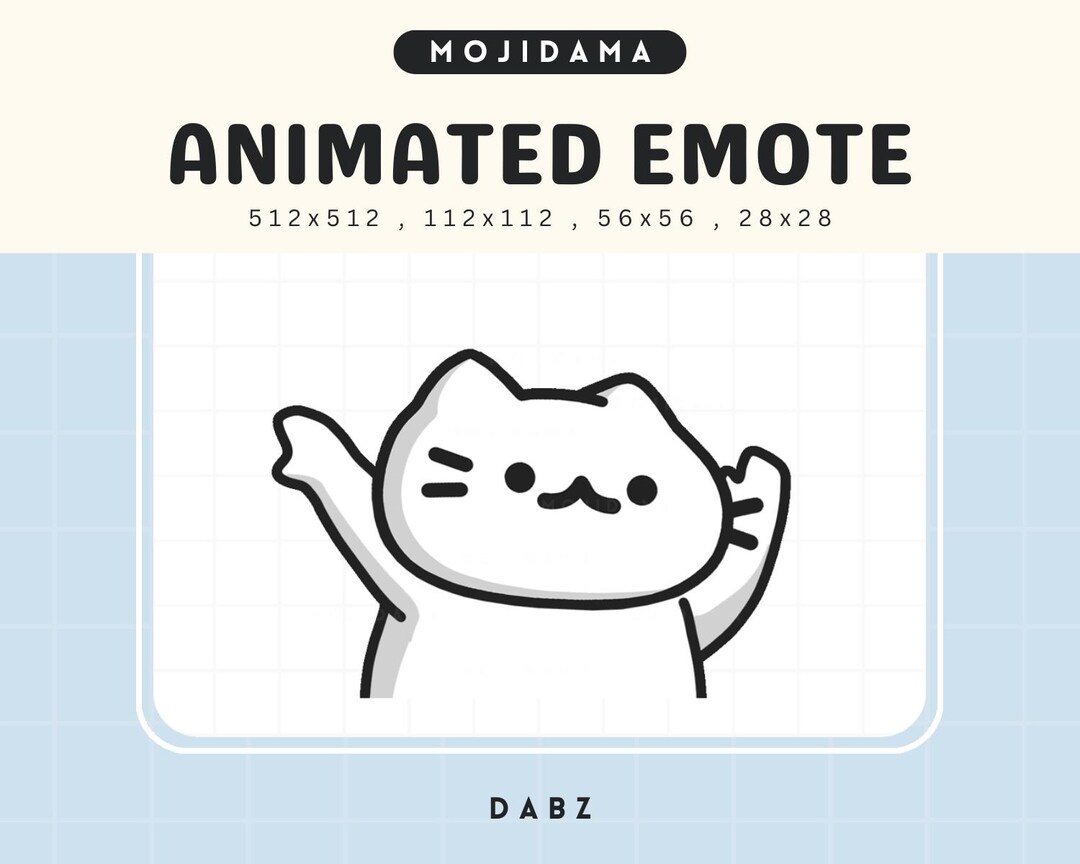 White Cat Dabz Emotes Twitch Animation Kitty Cute Chibi Animated Kitten ...
