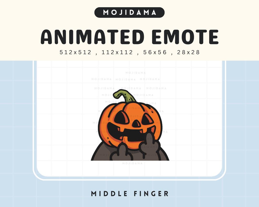 Funny Pumpkin Middle Finger Animated Emote: Spooky Twitch, Kick ...
