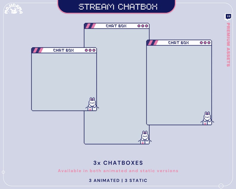 Twitch Chat Overlay Animation Bunny Chatbox Pixel Aesthetic - Etsy