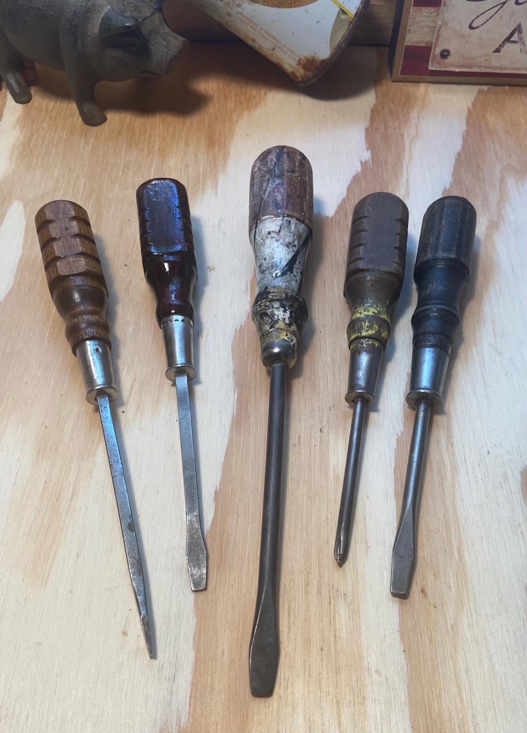 Vintage Lot of 5 Wood Handle Screwdrivers With Great Patina - Etsy