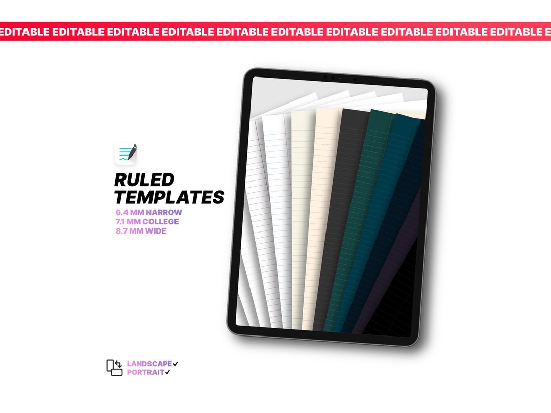 Essentials Ruled Line Digital Paper Templates | Goodnotes, Notability ...