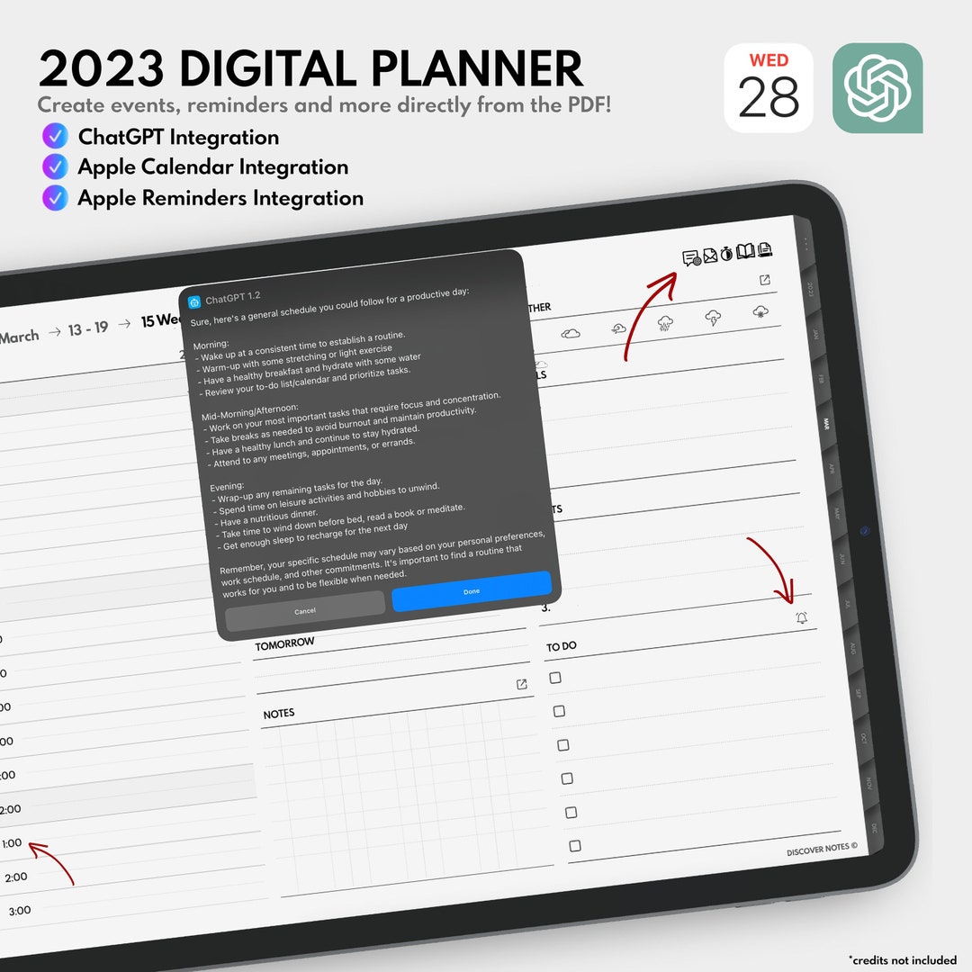2023 Digital Planner With Chatgpt & Apple Calendar Integration ...