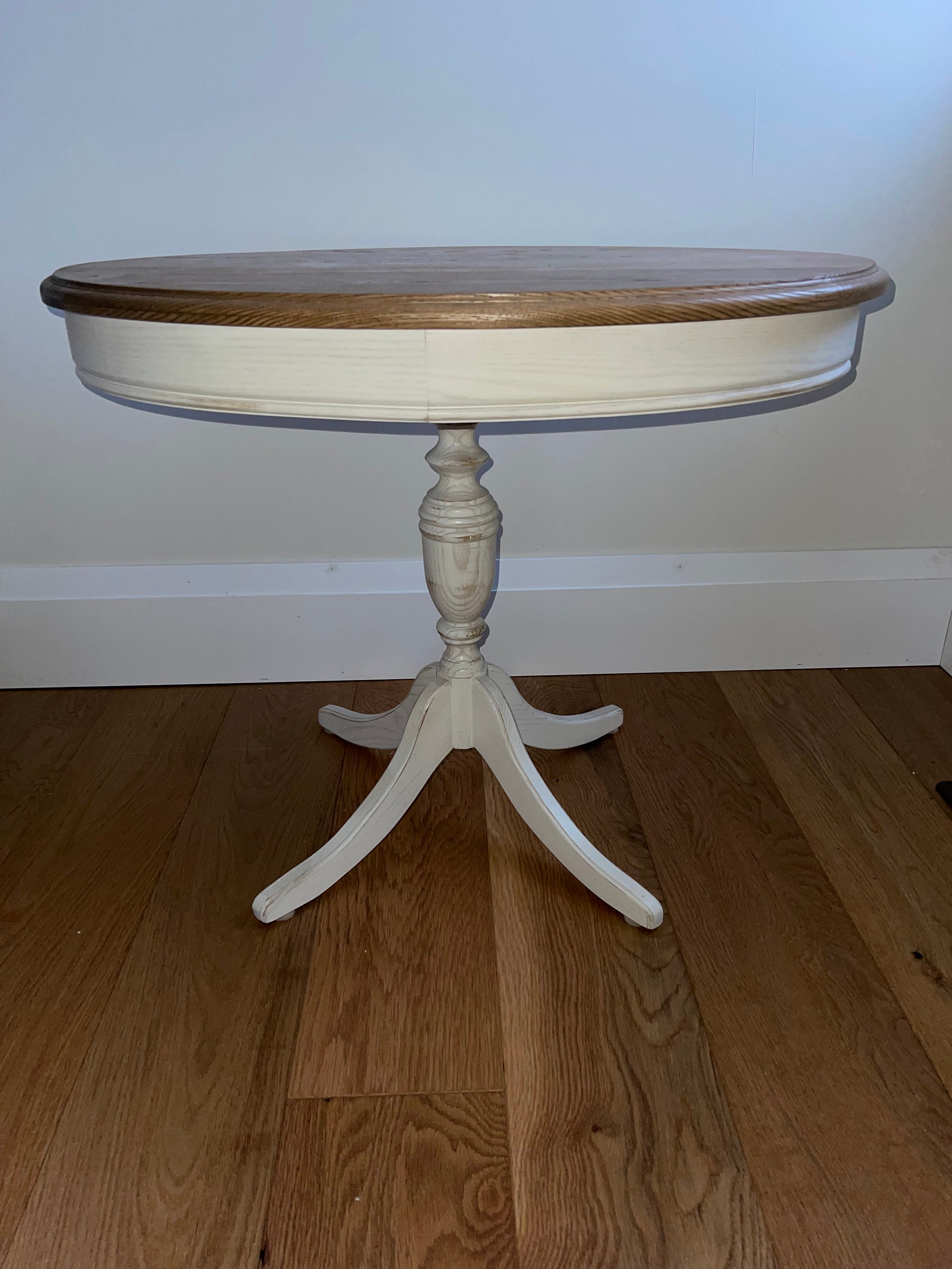 Pedestal Oval End Table, Coffee Table, French Cottage, Farmhouse ...