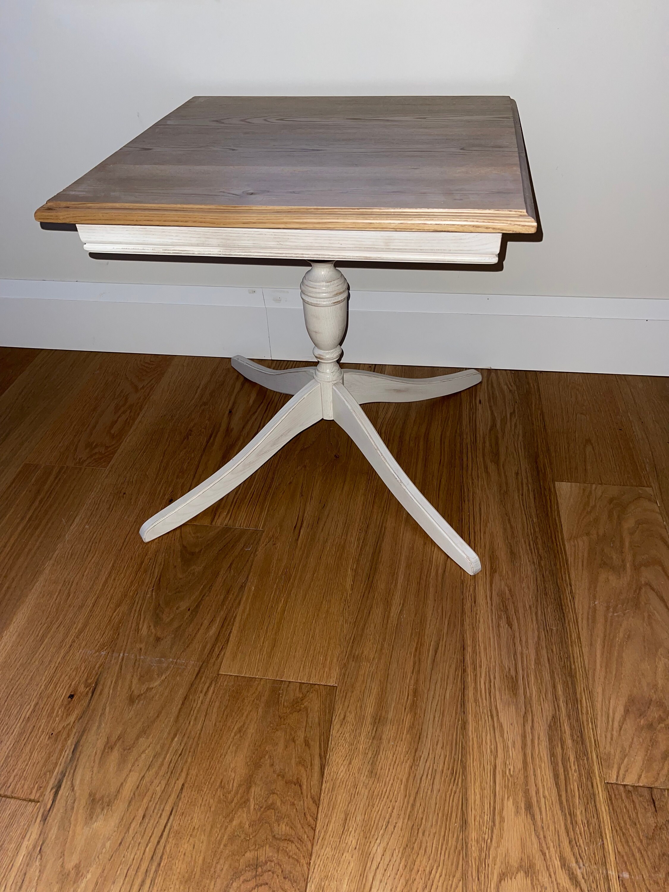 Pedestal End Table, Square, French Cottage , Farmhouse, French Country ...