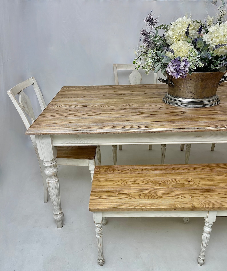 Bench, French Chic, Modern Farmhouse Chair, Solid Hardwood, Dining ...