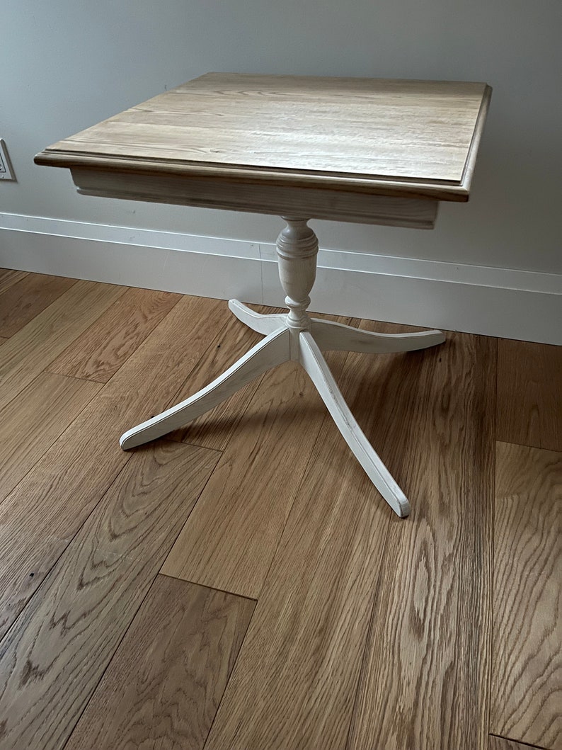 Pedestal End Table, Square, French Cottage , Farmhouse, French Country ...