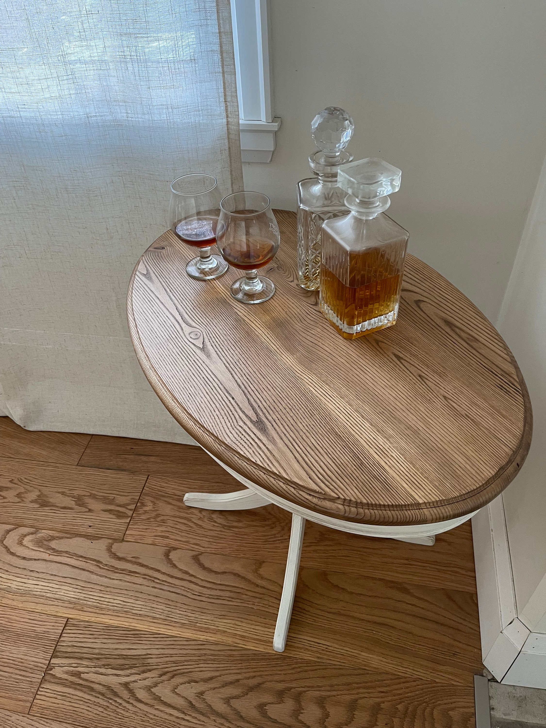 Pedestal Oval End Table, Coffee Table, French Cottage, Farmhouse ...