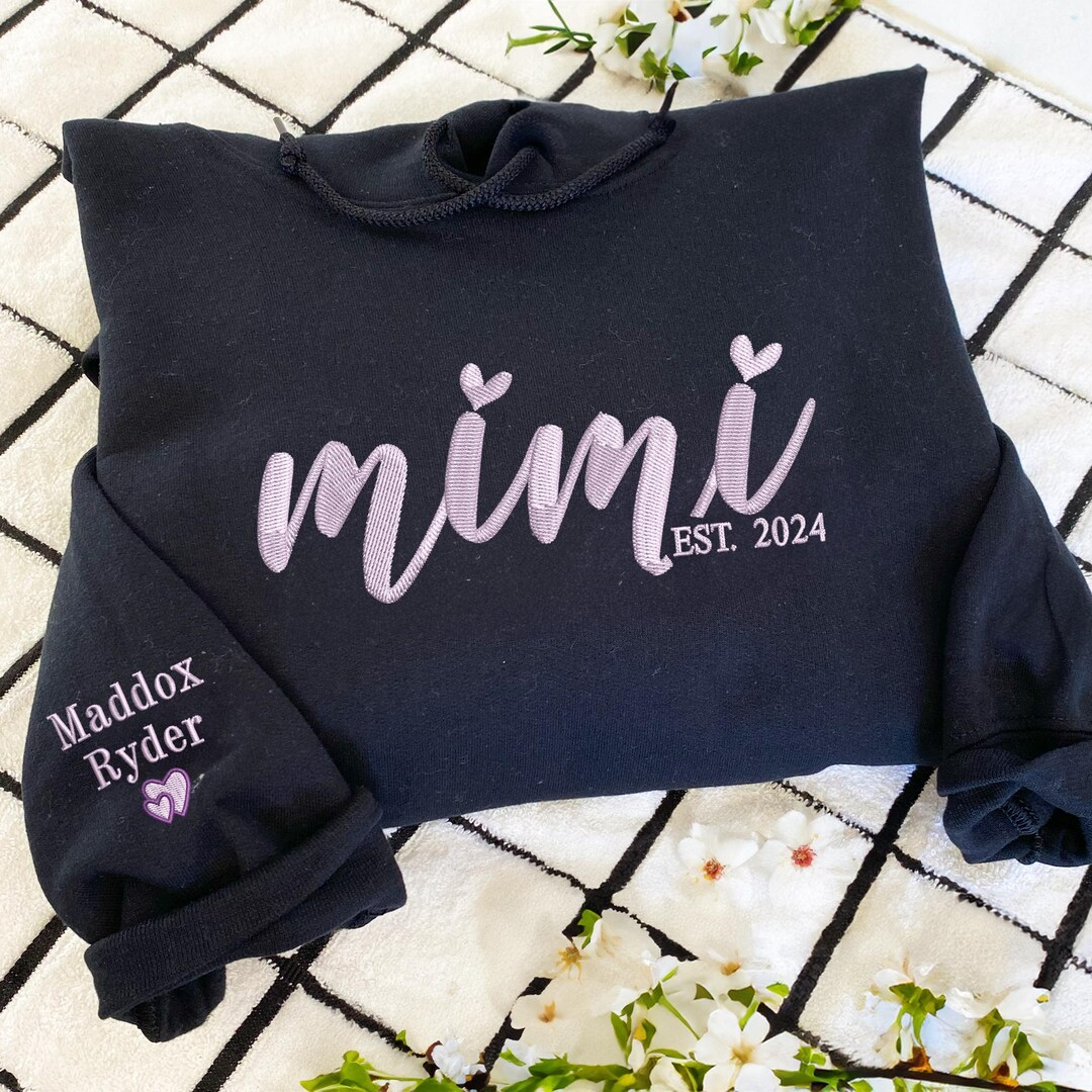 Custom Embroidered Mimi Sweatshirt With Grandkids Name | Personalized ...
