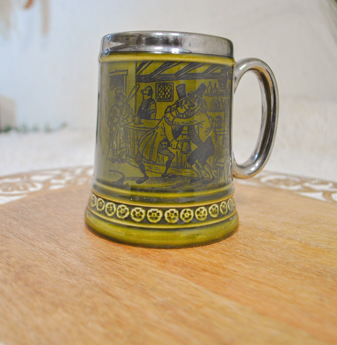Vintage Princess House Exclusive Earthenware Beer Stein Mug Dark Green ...