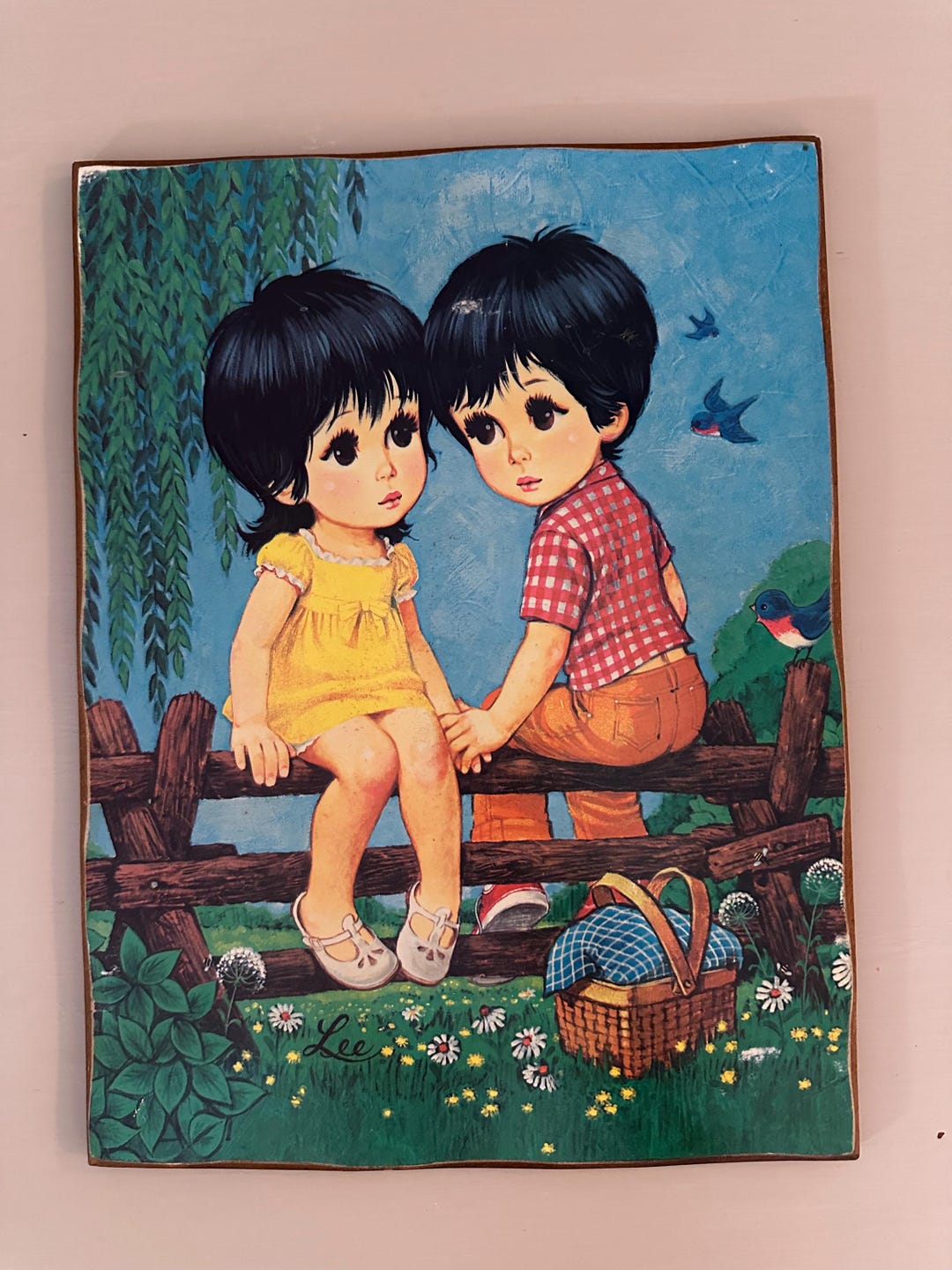 1960’s Mid Century Vintage Wood Print by Lee Keane Big Eyes Boy and ...