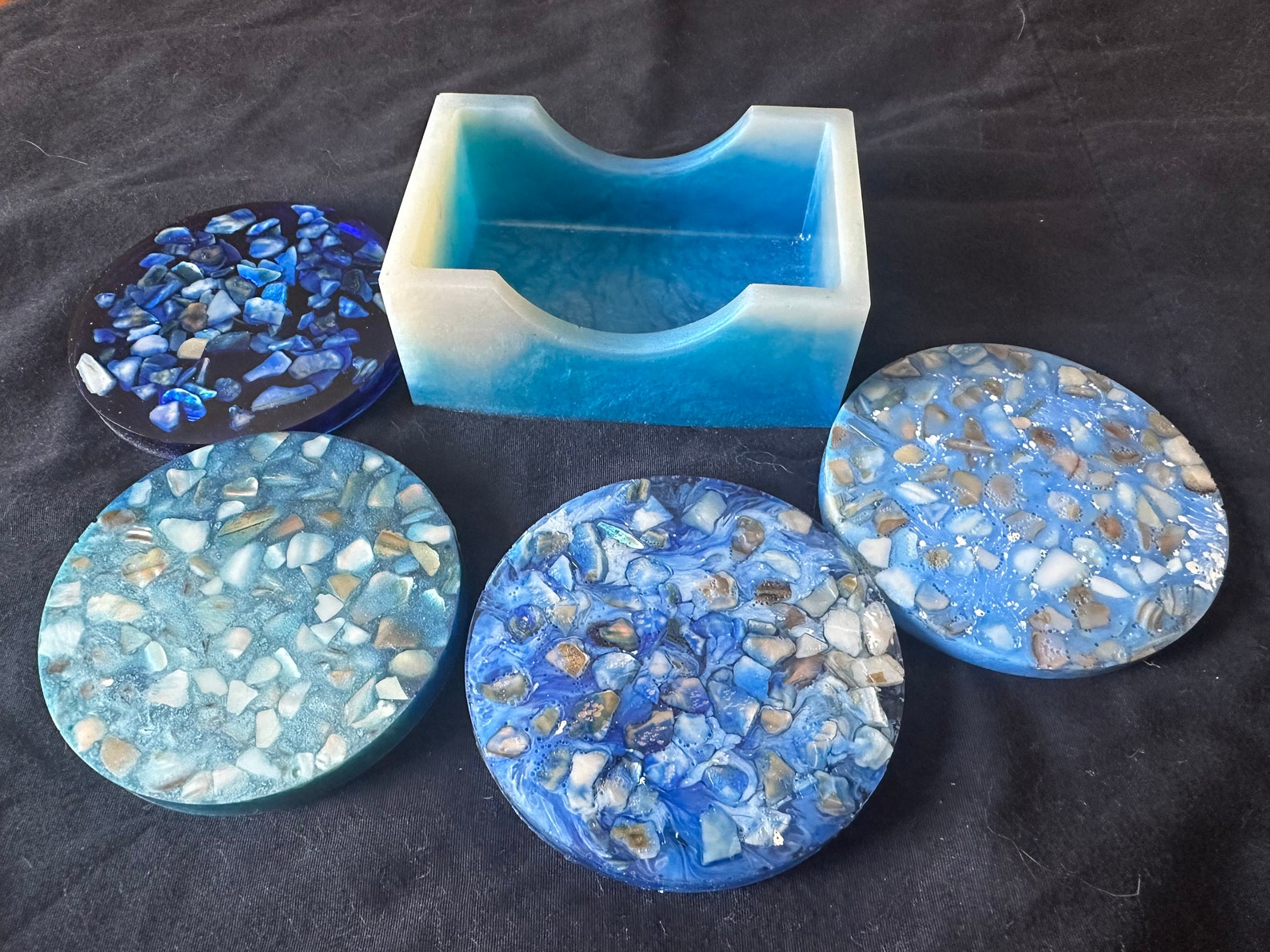 Handcrafted Resin Ocean Theme Coasters With Holder - Set of 4 - Etsy