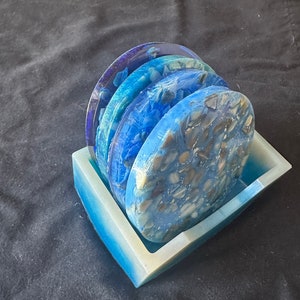 Handcrafted Resin Ocean Theme Coasters With Holder - Set of 4 - Etsy