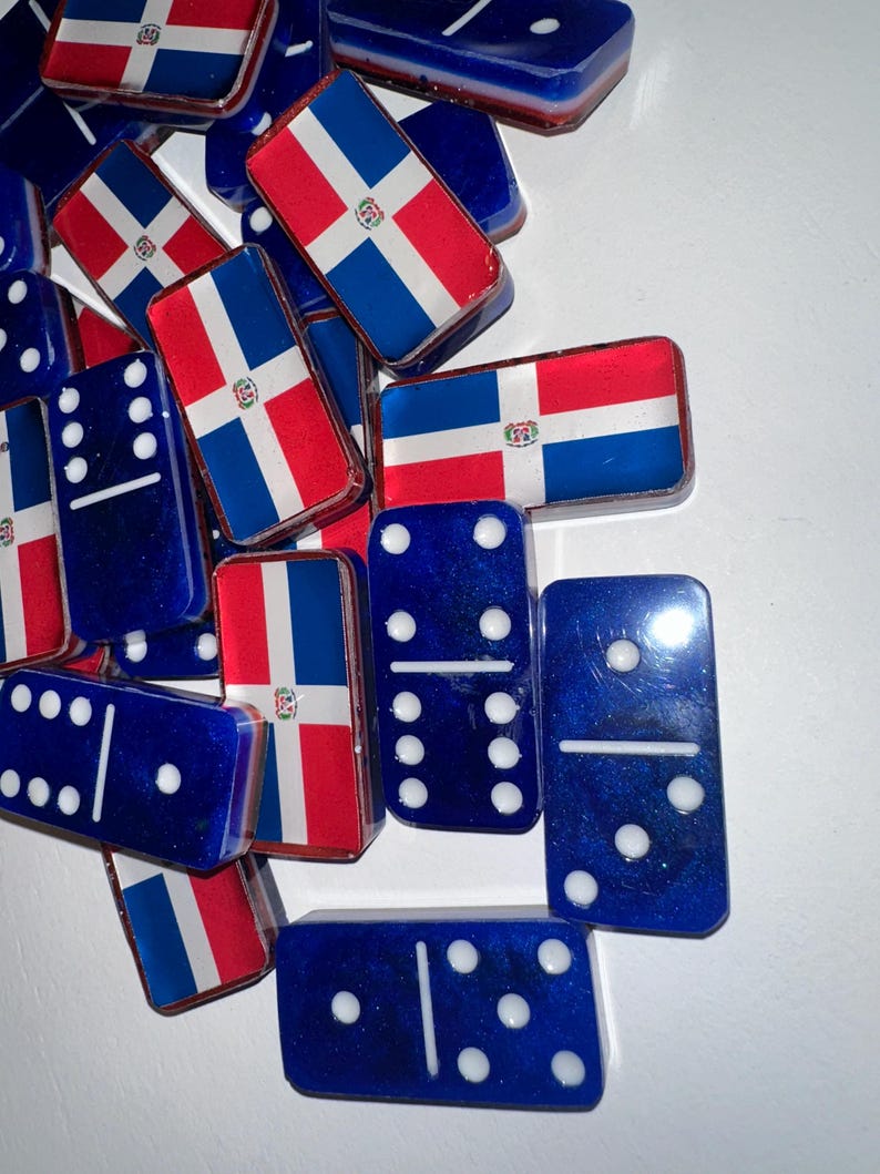 Dominican Republic Flag Domino Set - Handmade Resin Dominoes - Etsy