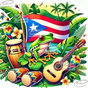 Puerto Rican Coquí Frog Art | Tropical Digital Download - Etsy