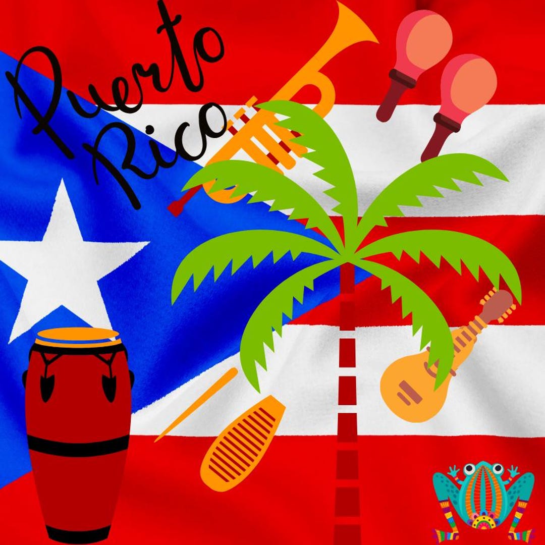 Vibrant Puerto Rican Music Digital Art - Flag, Instruments & Culture - Etsy