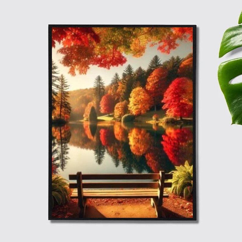 Serene Autumn Lake Scene Digital Download - Etsy