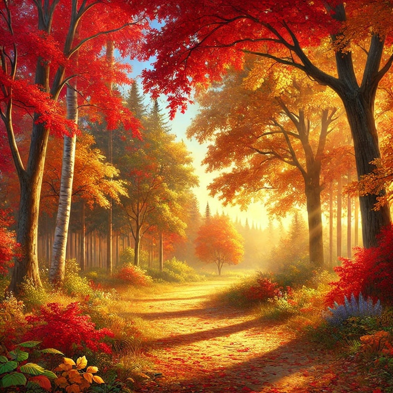 Stunning Autumn Forest Path Digital Art Print - Etsy