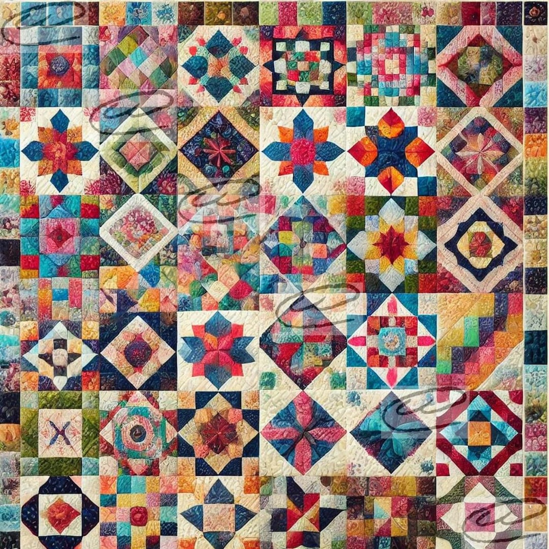Patchwork Quilt Design: Colorful Traditional Blocks (digital Download ...