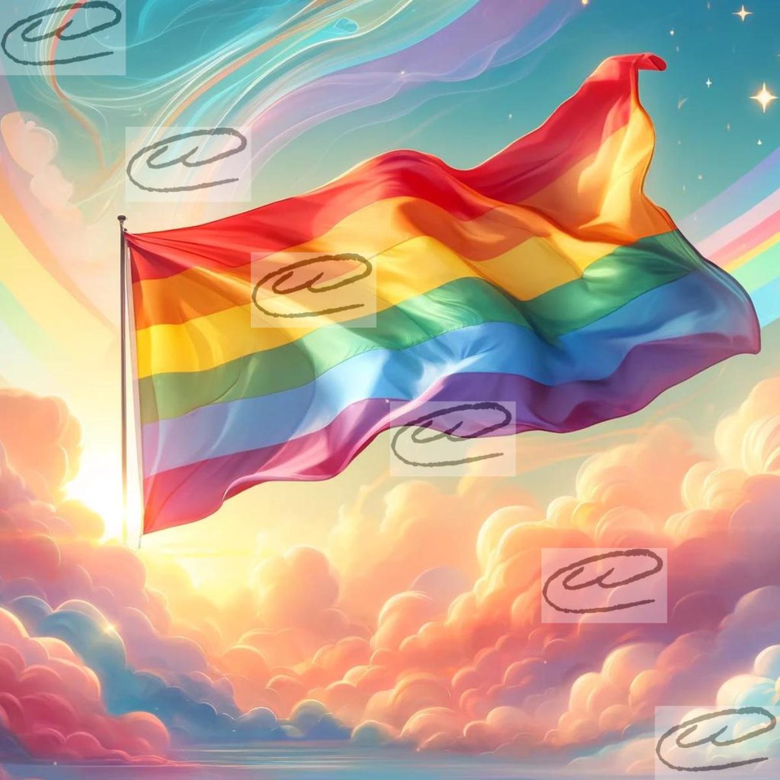 Digital Download: Vibrant LGBTQ+ Pride Flag in a Dreamy Sky ...