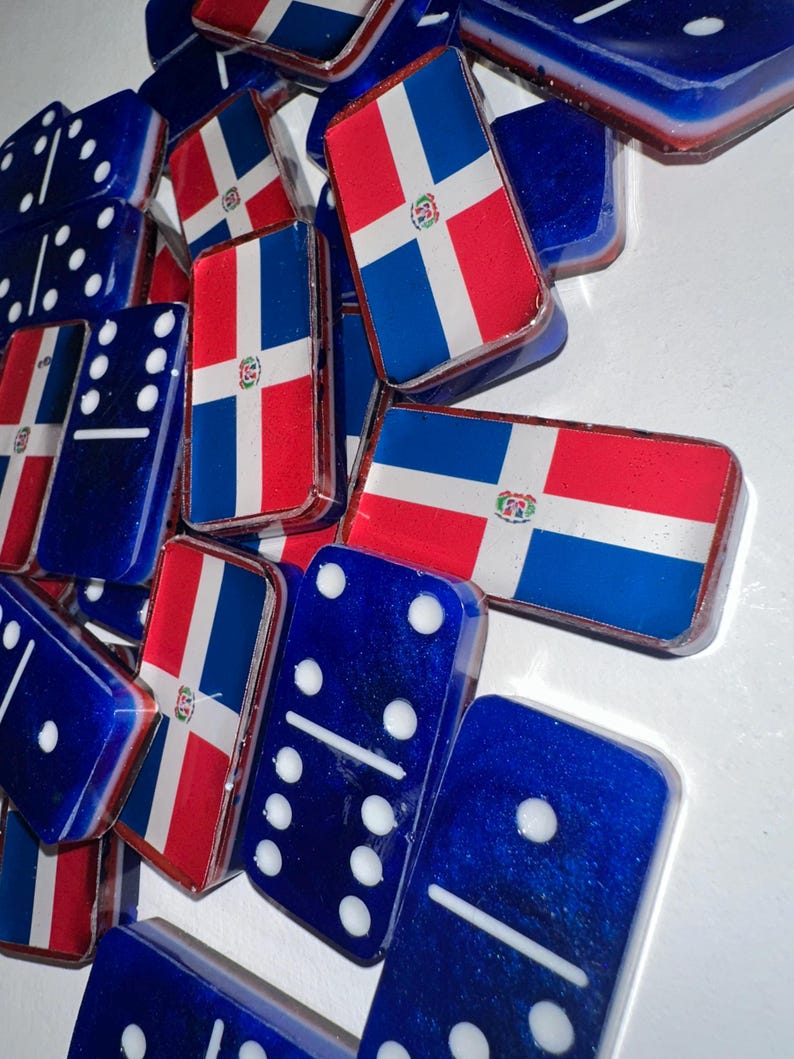 Dominican Republic Flag Domino Set - Handmade Resin Dominoes - Etsy