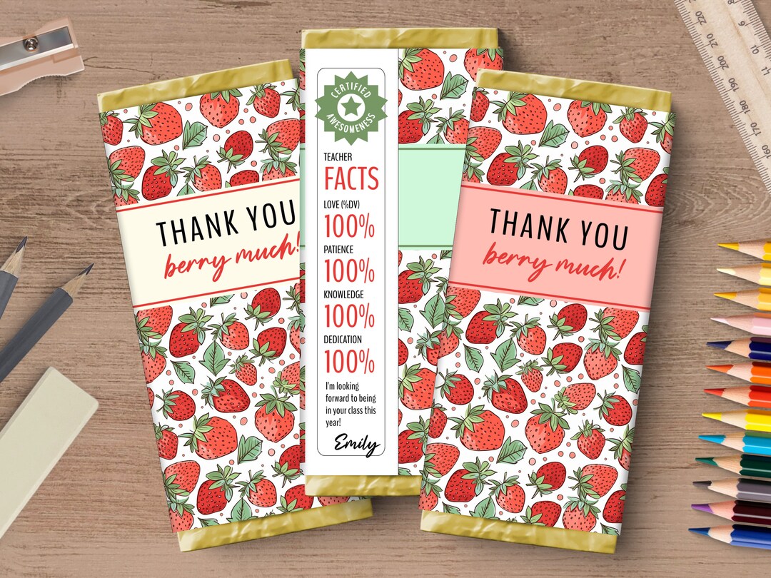 Chocolate Bar Wrapper Teacher Appreciation Gift, Editable Printable ...