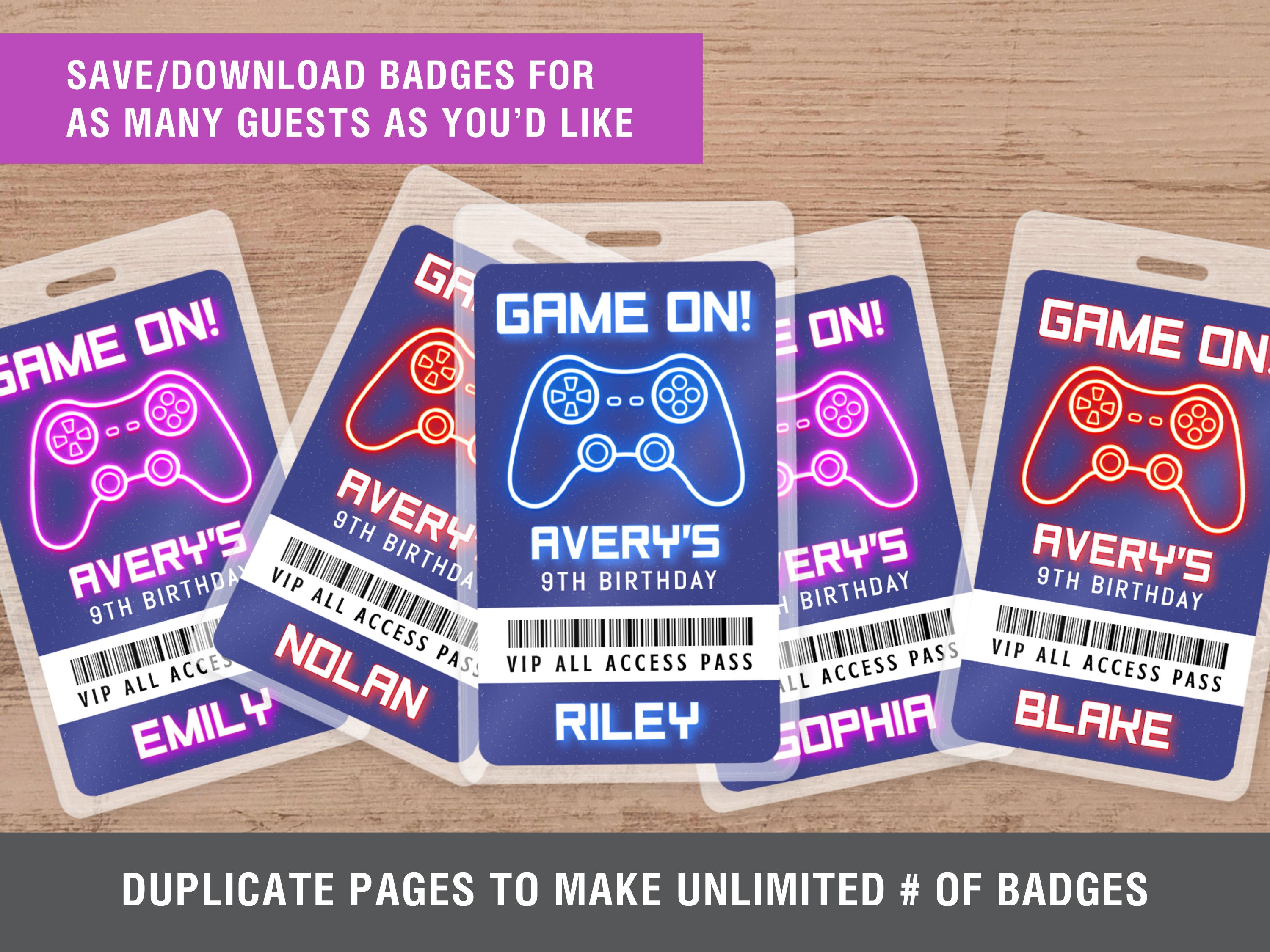 Video Game VIP Birthday Party Pass for Girl, Personalized Printable ...