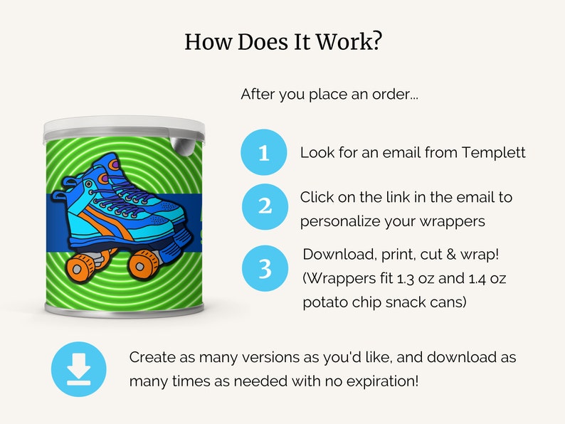 Roller Skating Birthday Party Favors for Boy, Neon Skate Potato Chip ...