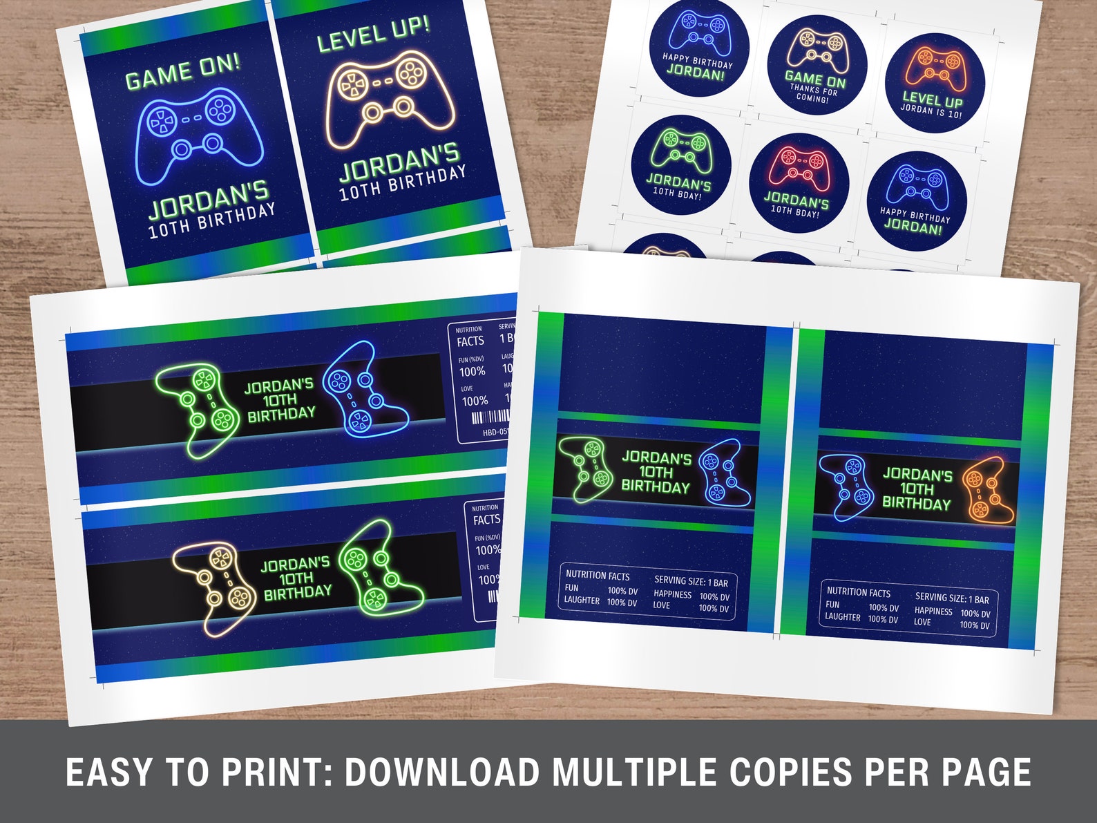 Video Game Themed Birthday Favors, Neon Gaming Controller Favors Kit ...