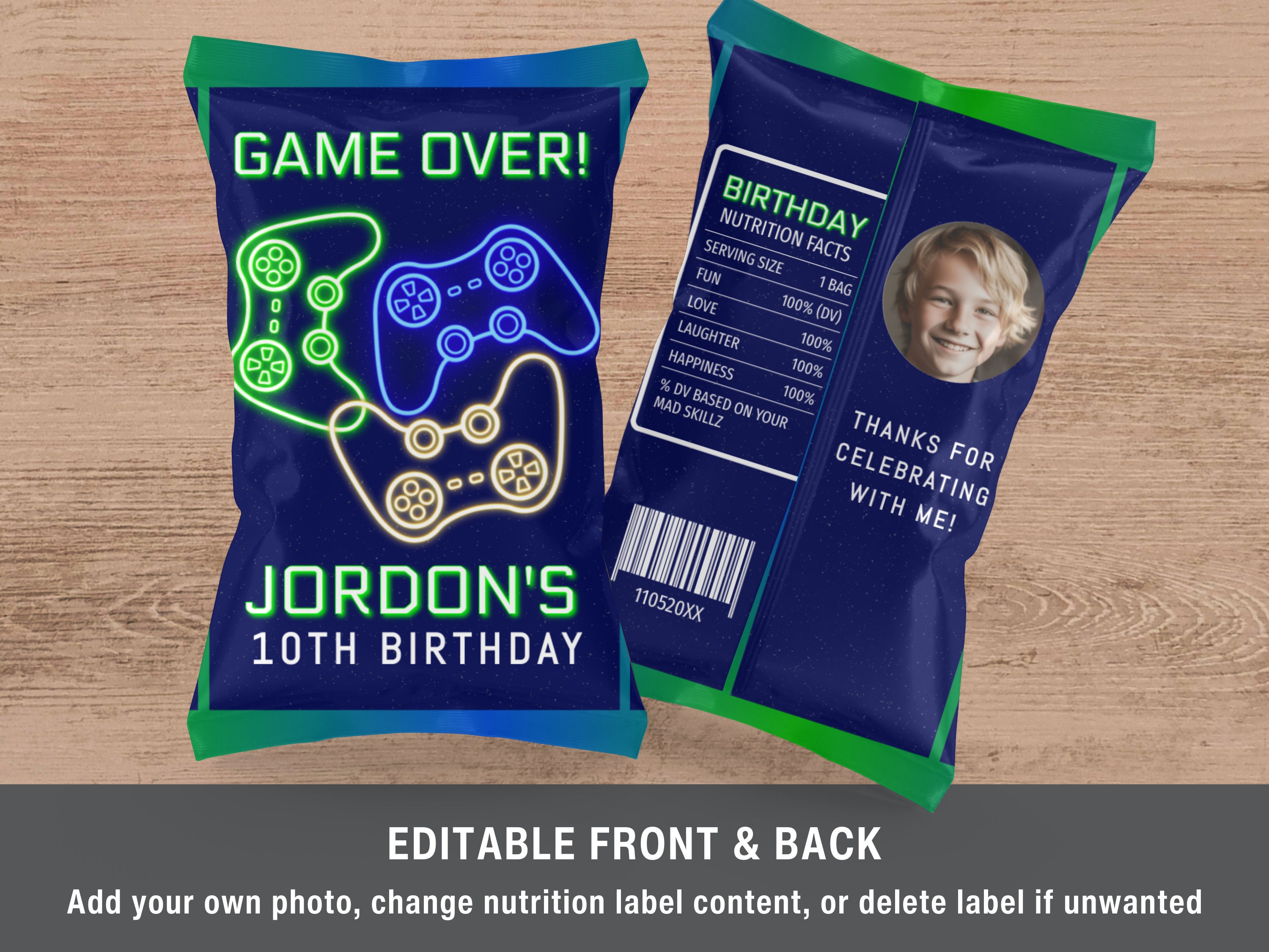 Chip Bag Birthday Party Favor for Boy, Personalized DIY Game on & Game ...