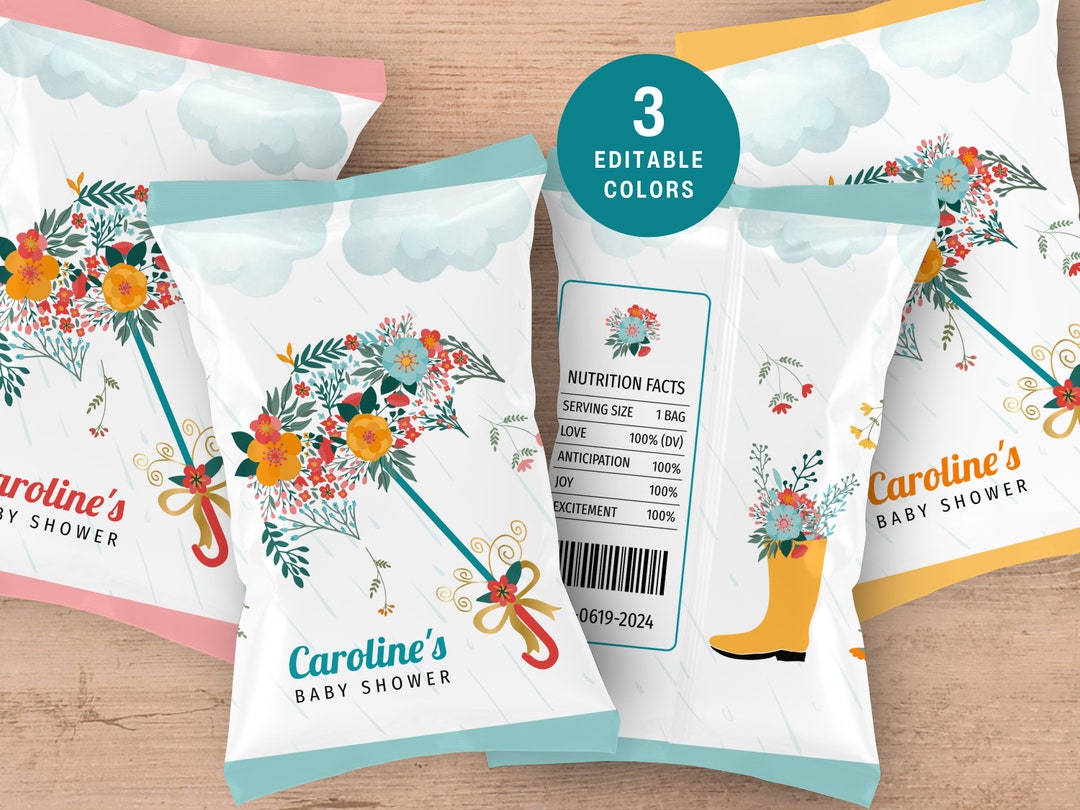Personalized Chip Bags for Baby Shower Boy or Girl, April Showers Bring ...