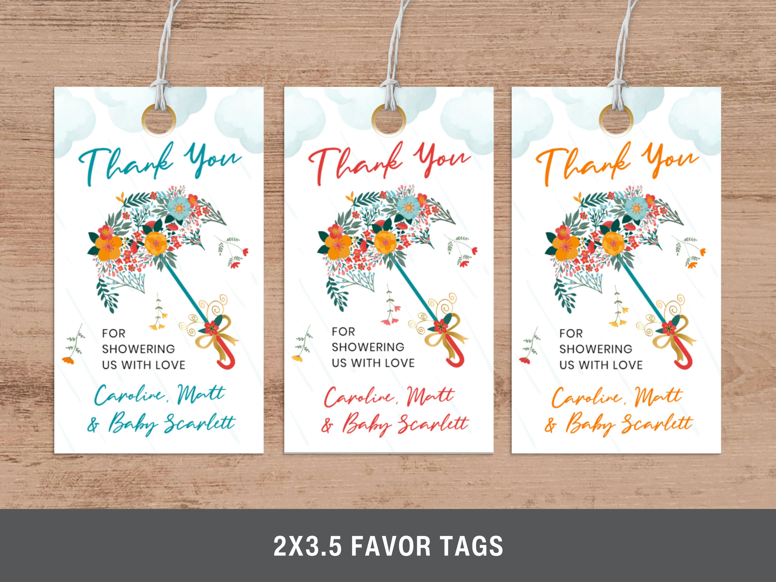 April Showers Bring May Flowers Baby Shower Favor Bag & Cupcake Toppers ...
