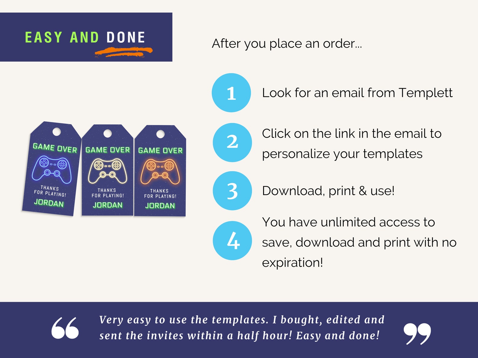 Video Game Party Favor Tags for Boy Birthday Editable Neon - Etsy