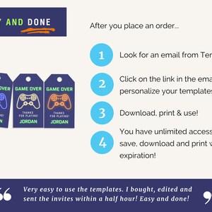 Video Game Party Favor Tags for Boy Birthday Editable Neon - Etsy