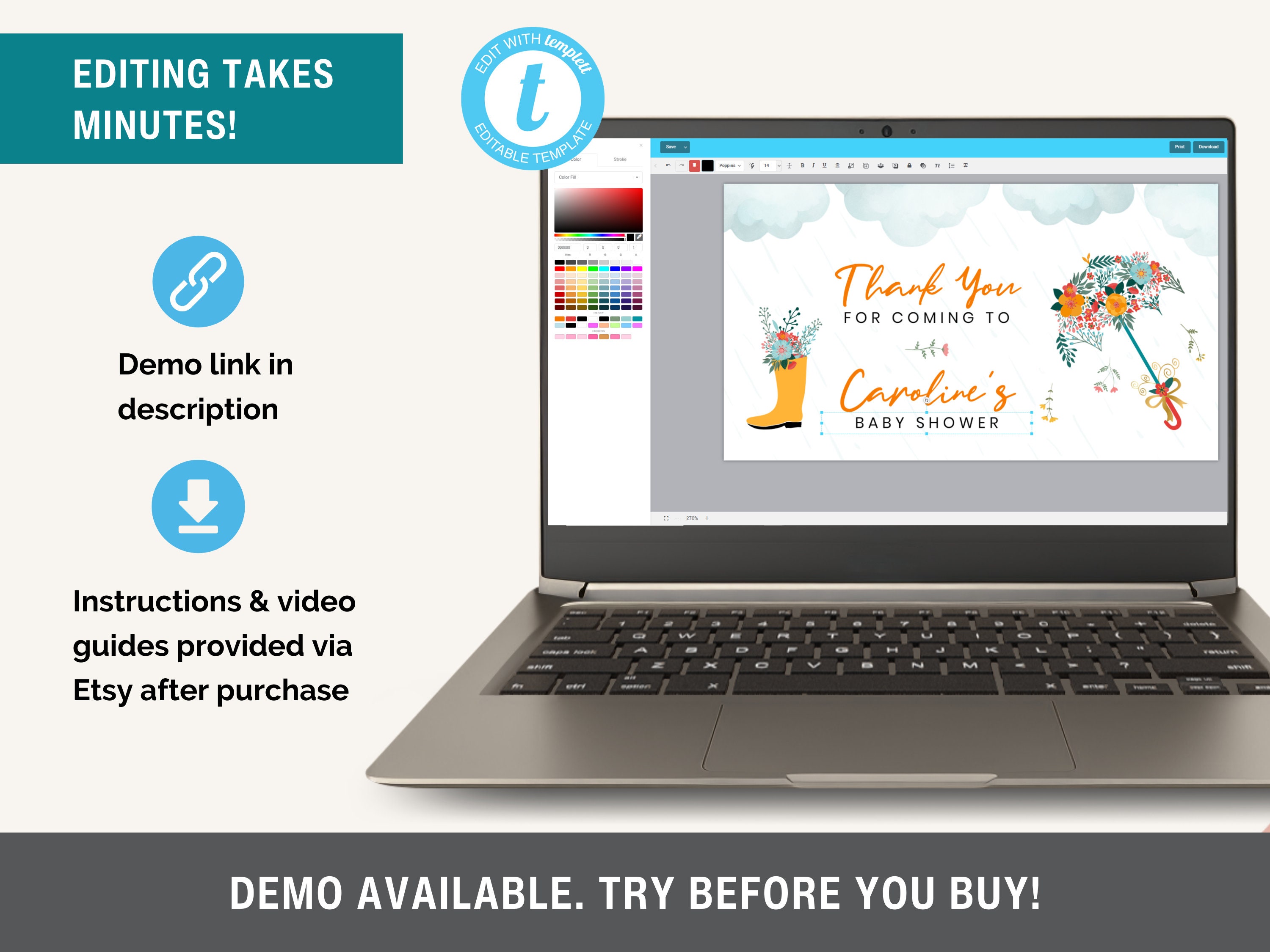 April Showers Bring May Flowers Baby Shower Favor Bag & Cupcake Toppers ...