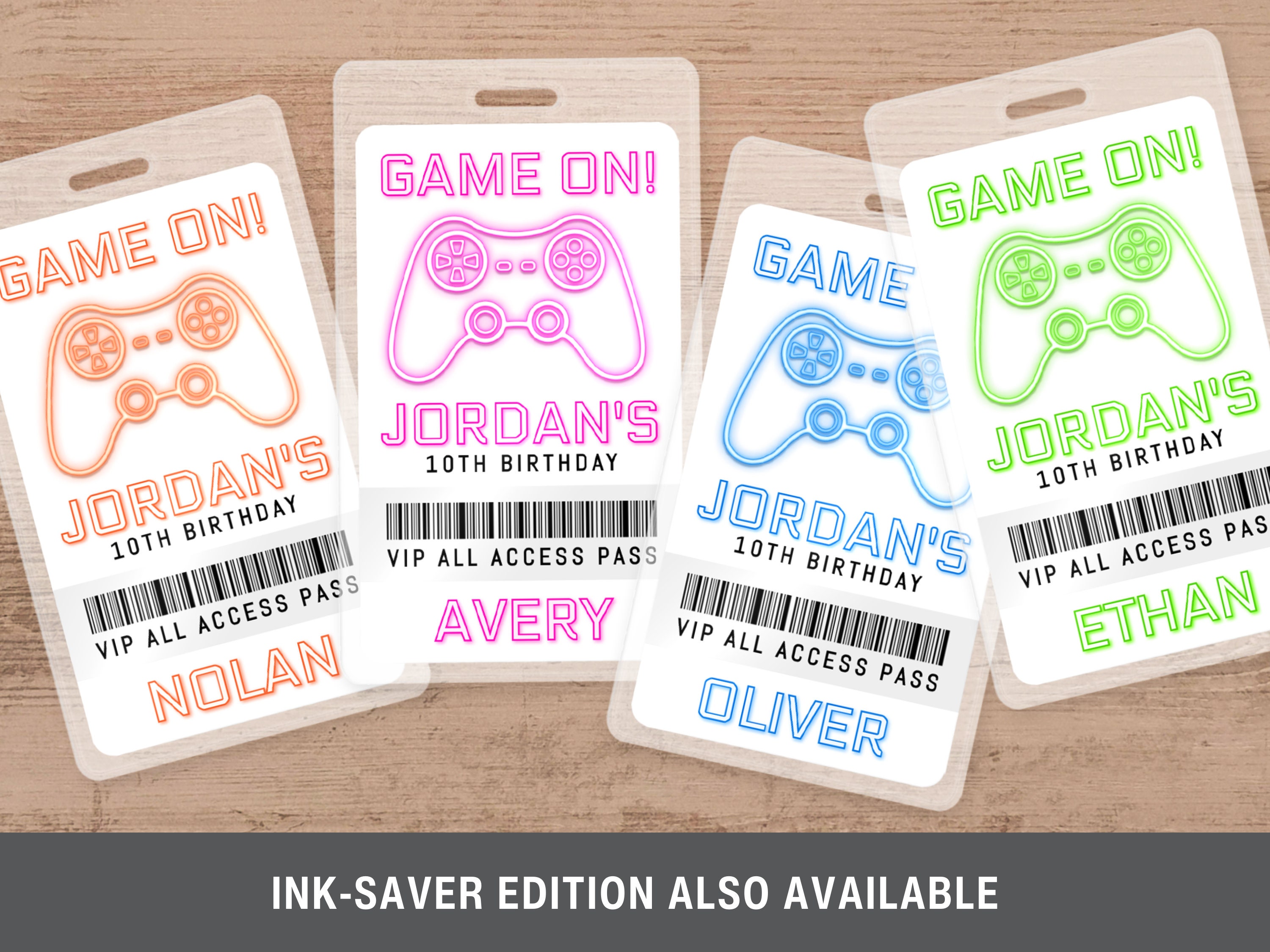 Video Game VIP Birthday Party Pass for Girl, Personalized Printable ...