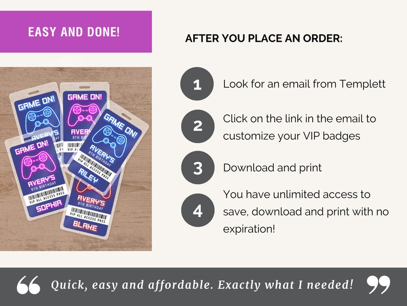Video Game VIP Birthday Party Pass for Girl, Personalized Printable ...