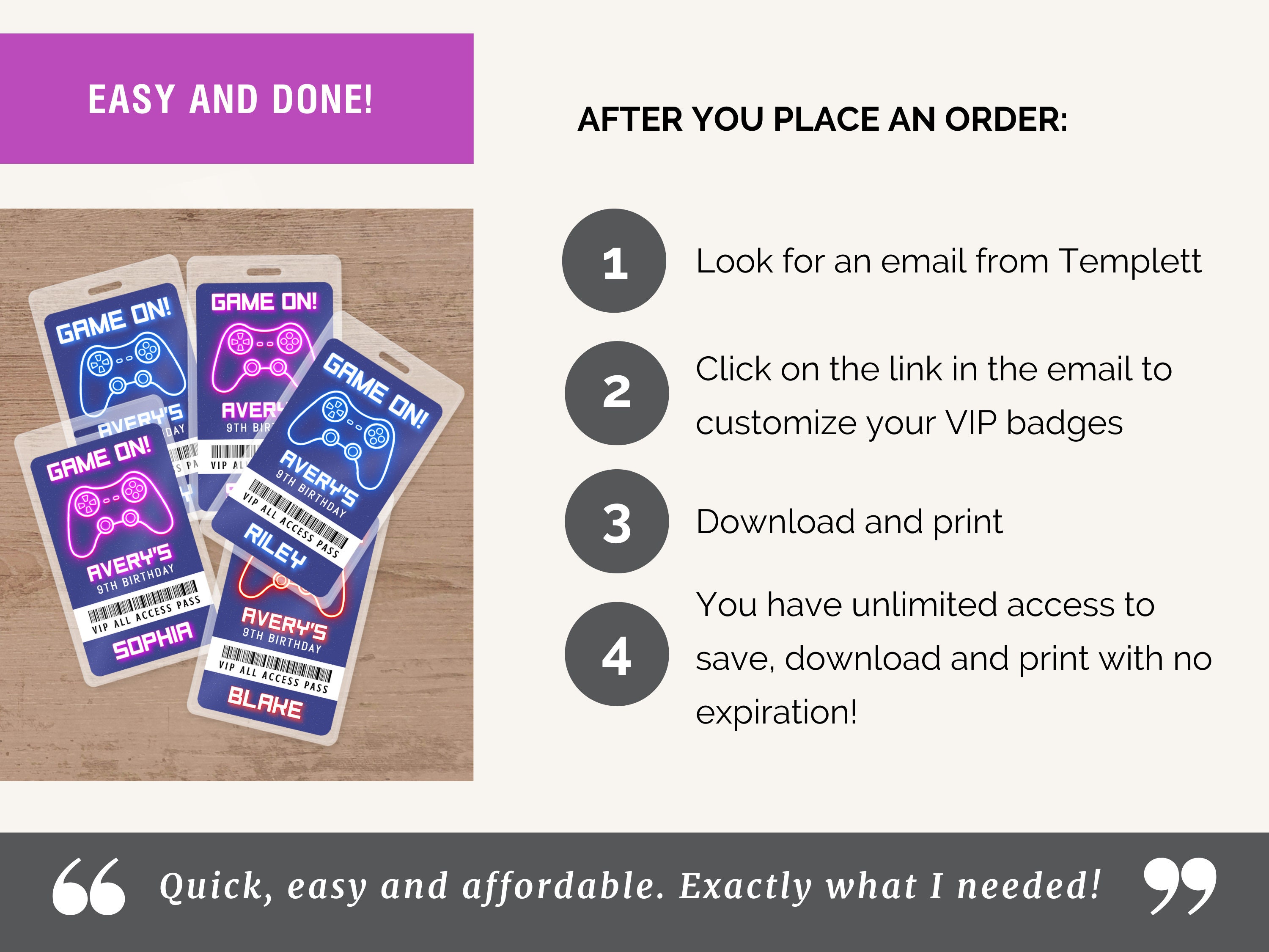 Video Game VIP Birthday Party Pass for Girl, Personalized Printable ...