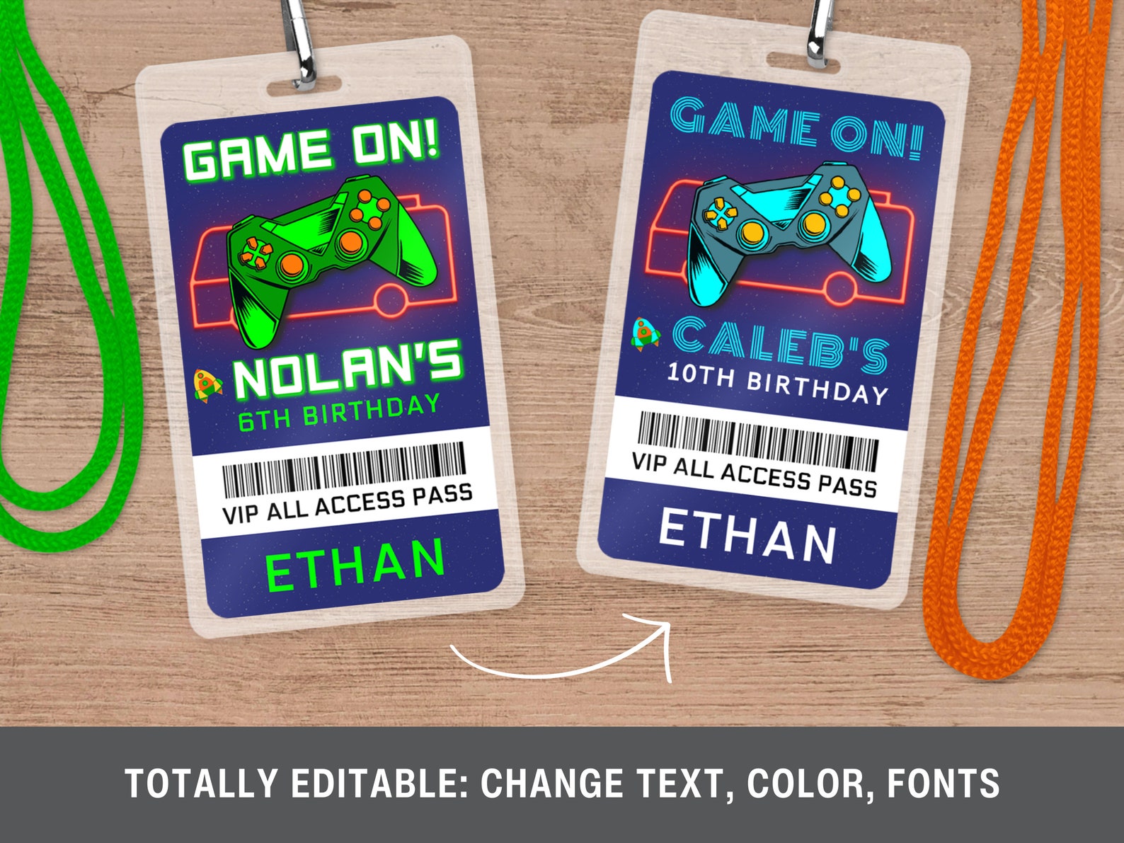 Game Truck VIP Pass for Boy's Birthday, Personalized Kids' Neon Glow ...