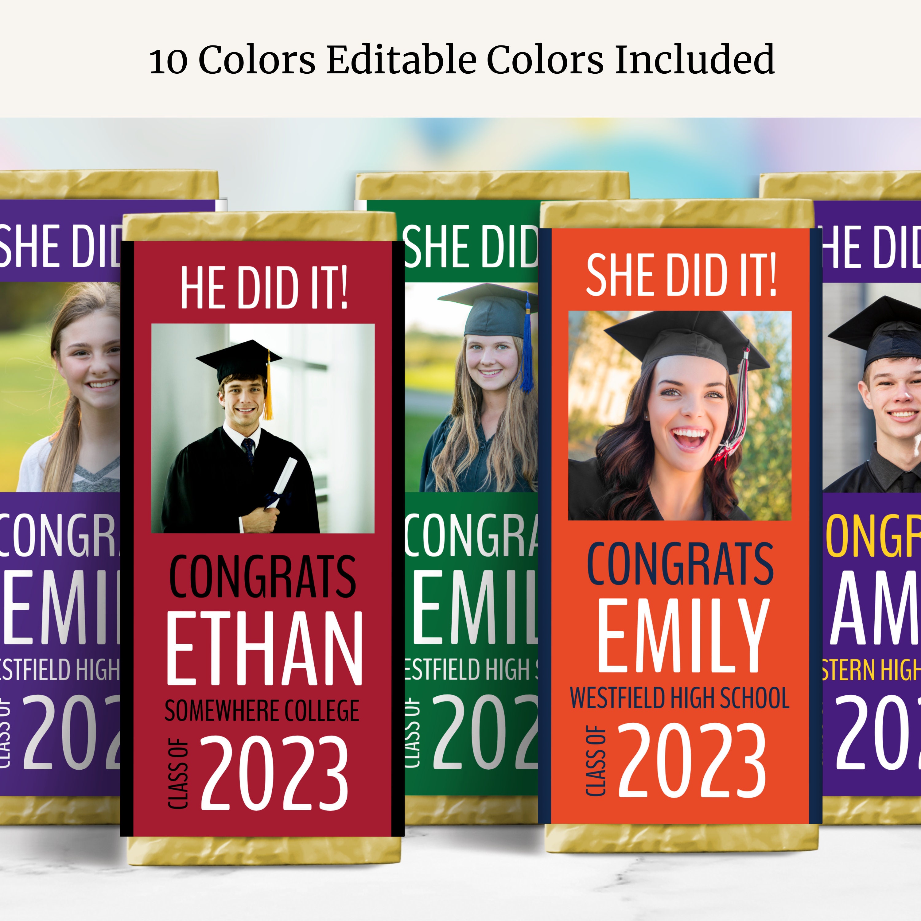 Printable Graduation Candy Bar Wrapper She Did It With Photo or School ...