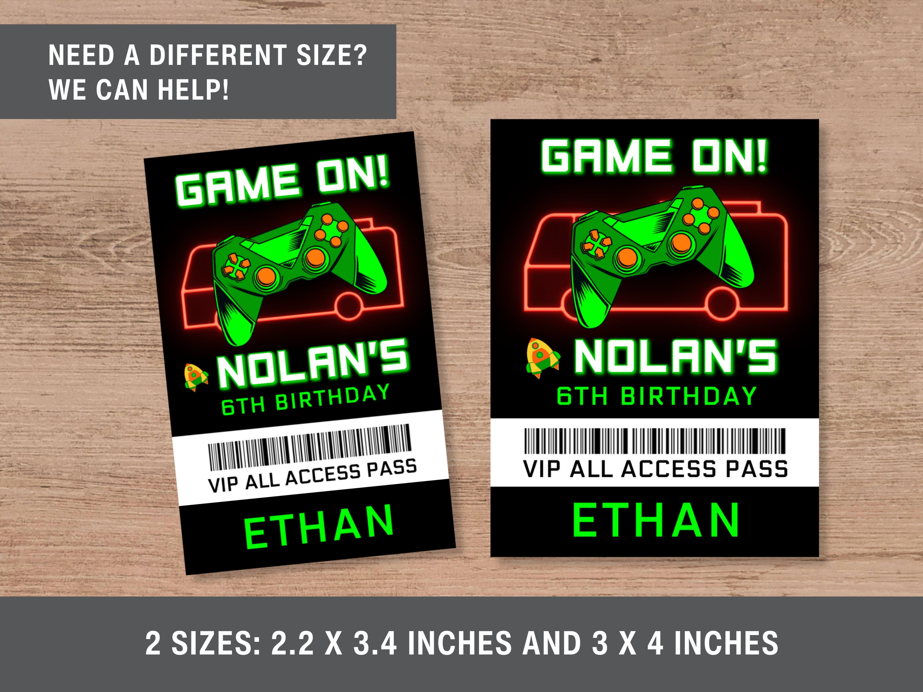 Game Truck VIP Pass Template for Birthday Party, Printable Neon Glow ...