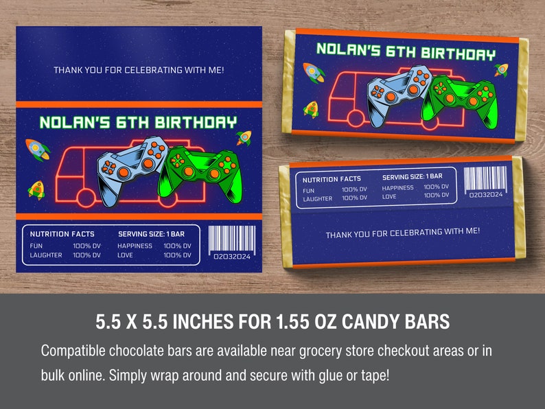 Video Game Themed Party Favors for Game Truck Birthday, Personalized ...