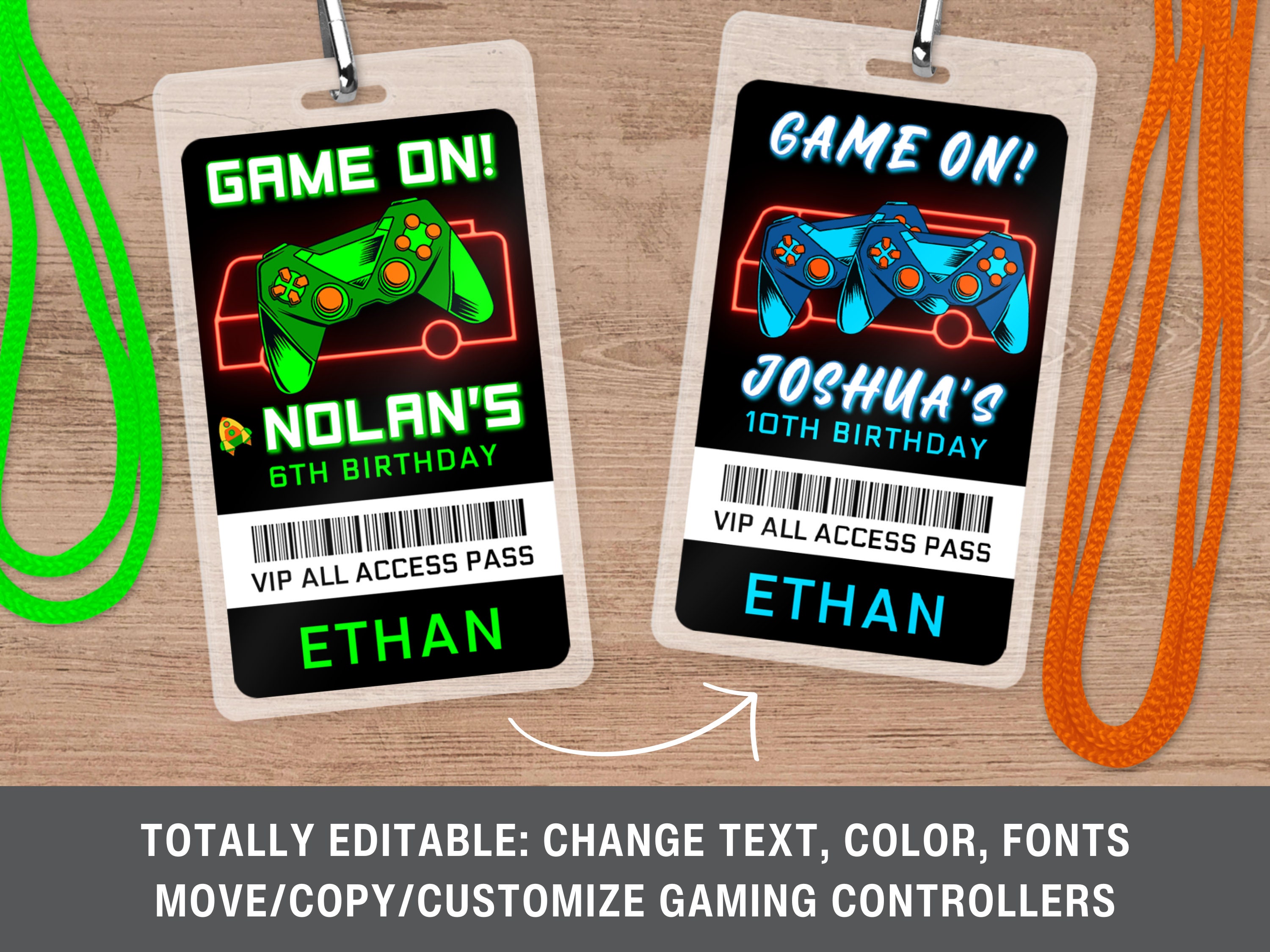 Game Truck VIP Pass Template for Birthday Party, Printable Neon Glow ...
