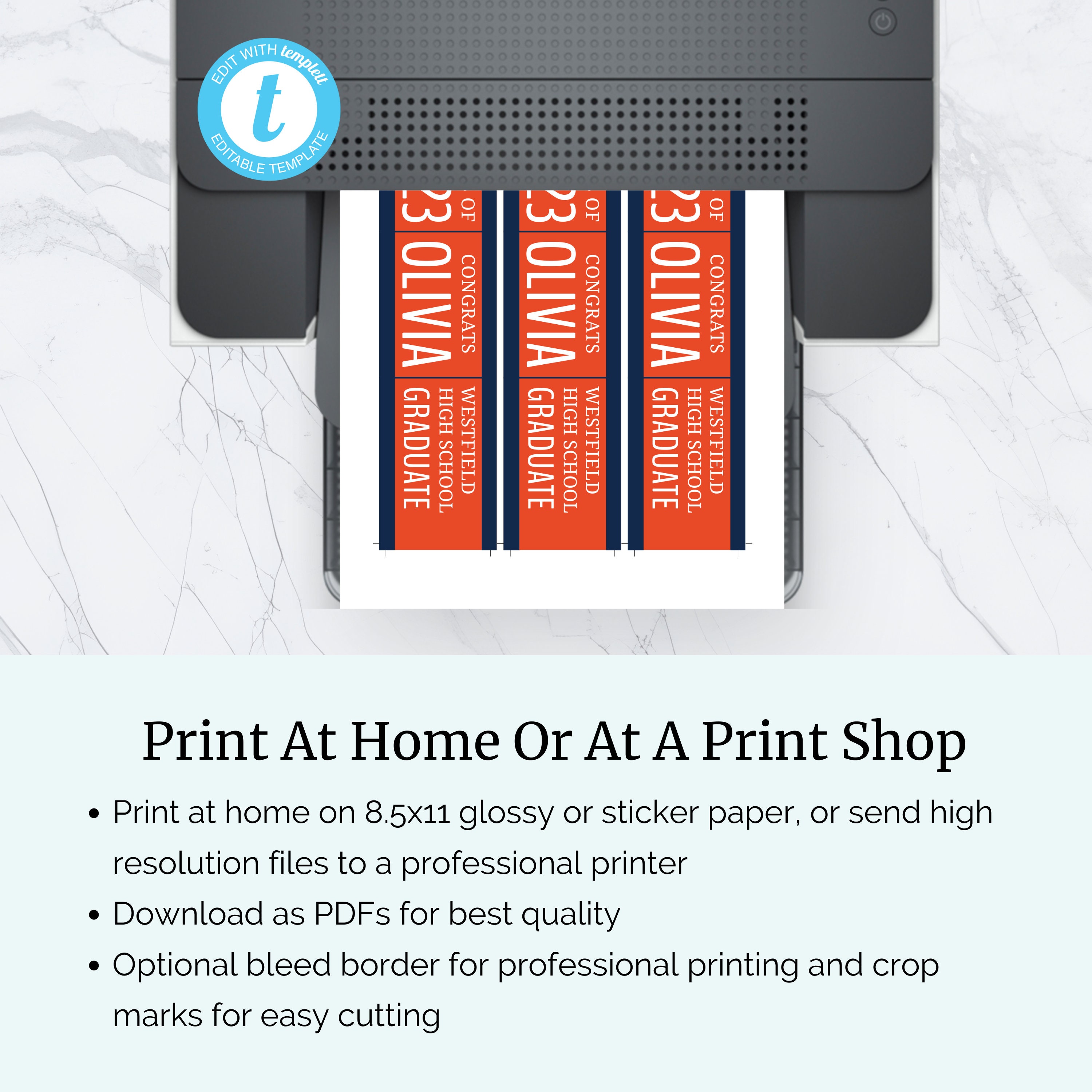 Graduation Water Bottle Labels Digital Download, Editable Class of 2023 ...