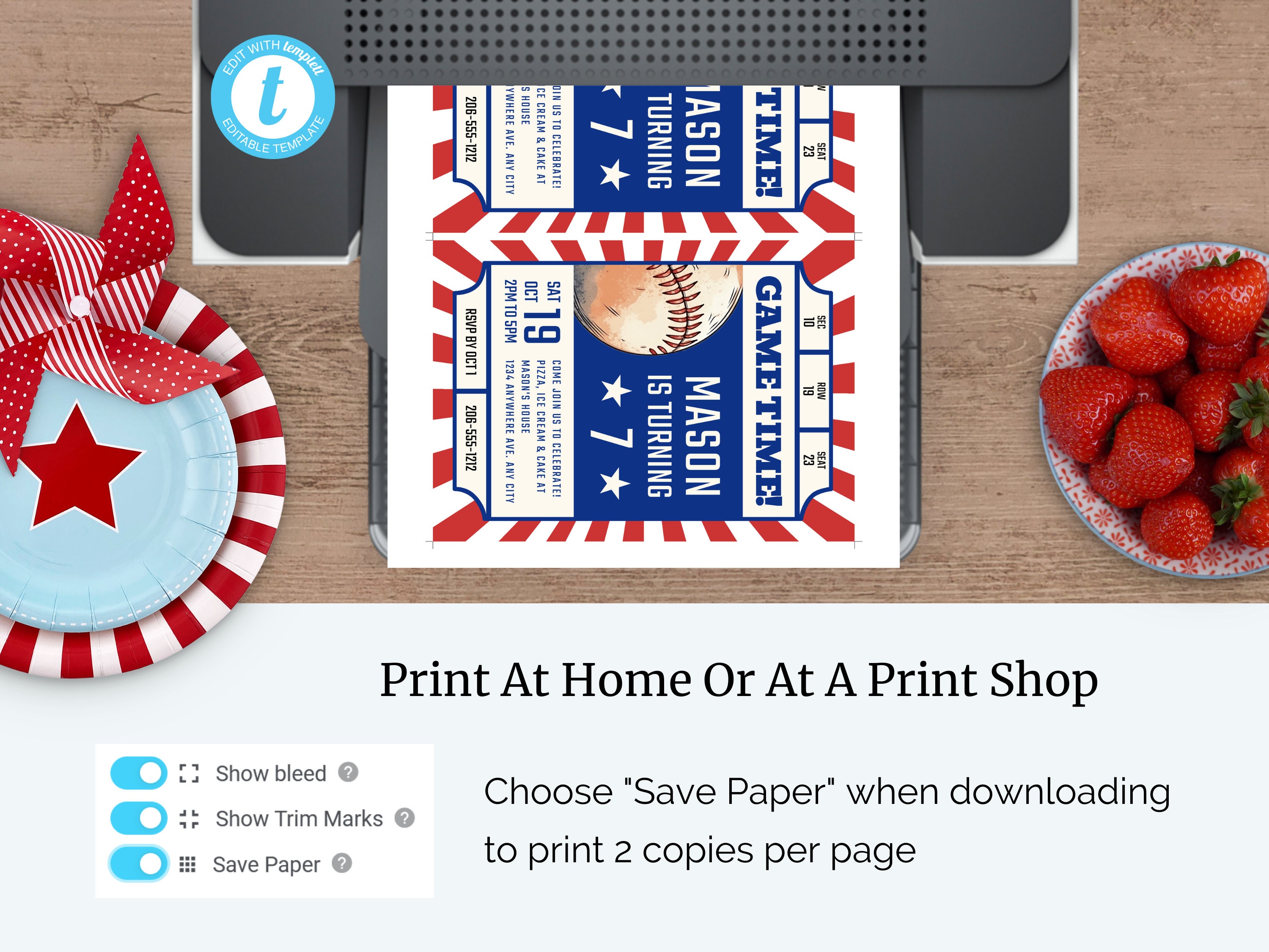 Baseball Birthday Invitation Digital Download, 7th Birthday Party ...