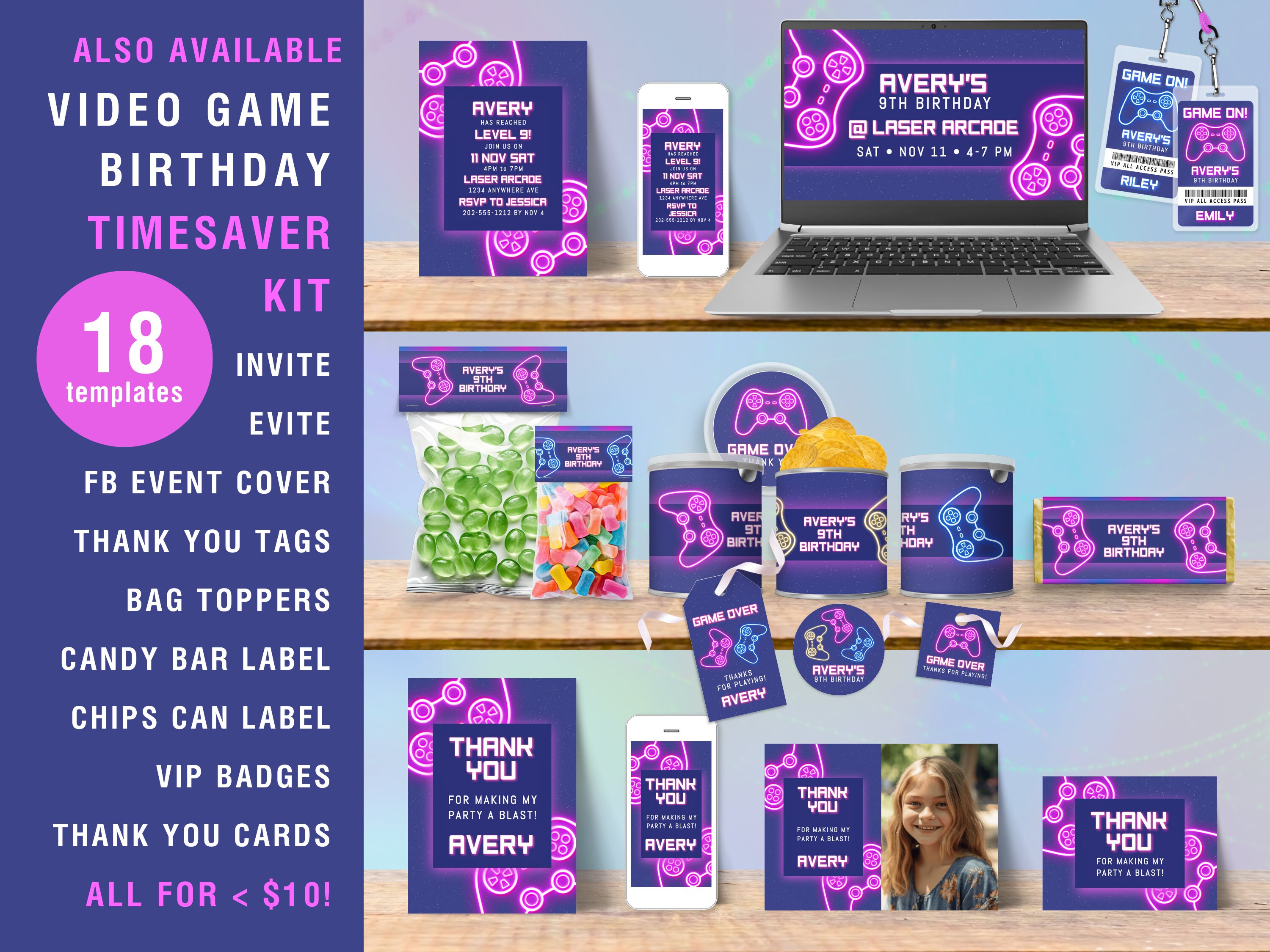 DIY Chip Bag Templates for Girl's Birthday, Editable Personalized Game ...