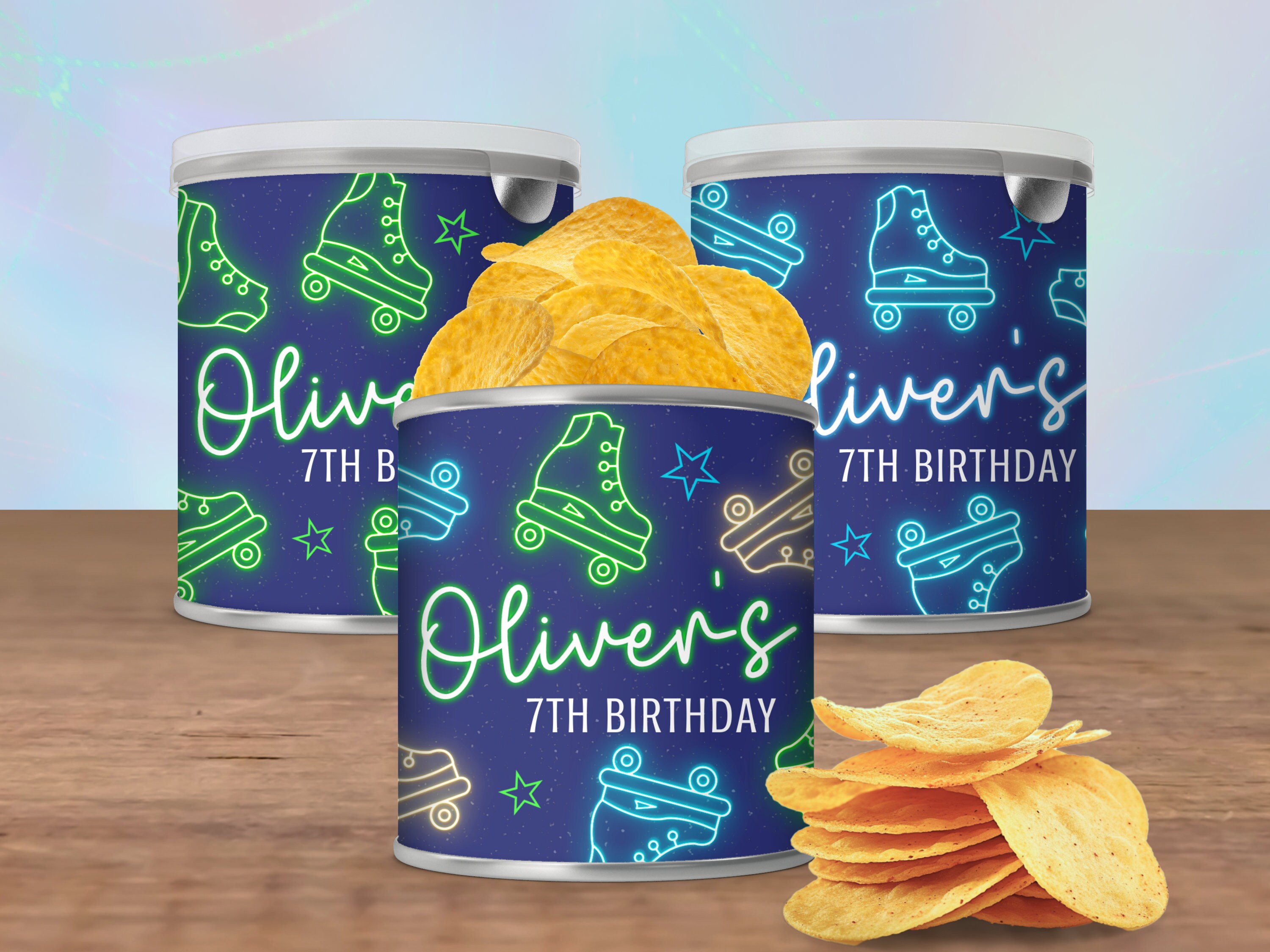 Pringles Label Template for Skate Party, Editable Neon Glow Roller ...