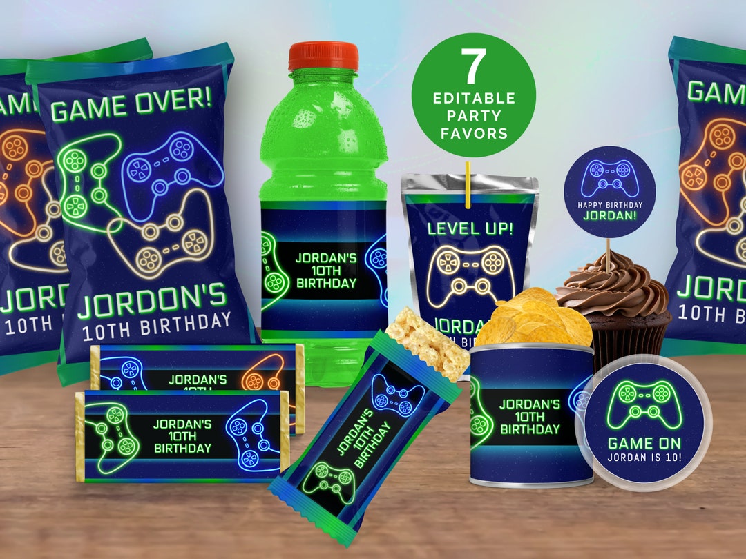 Video Game Themed Birthday Favors, Neon Gaming Controller Favors Kit ...