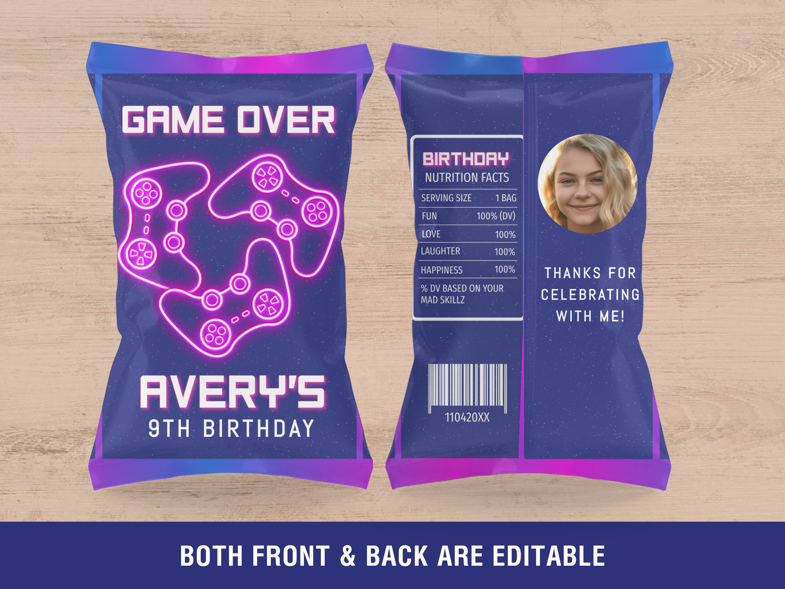 DIY Chip Bag Templates for Girl's Birthday Editable - Etsy