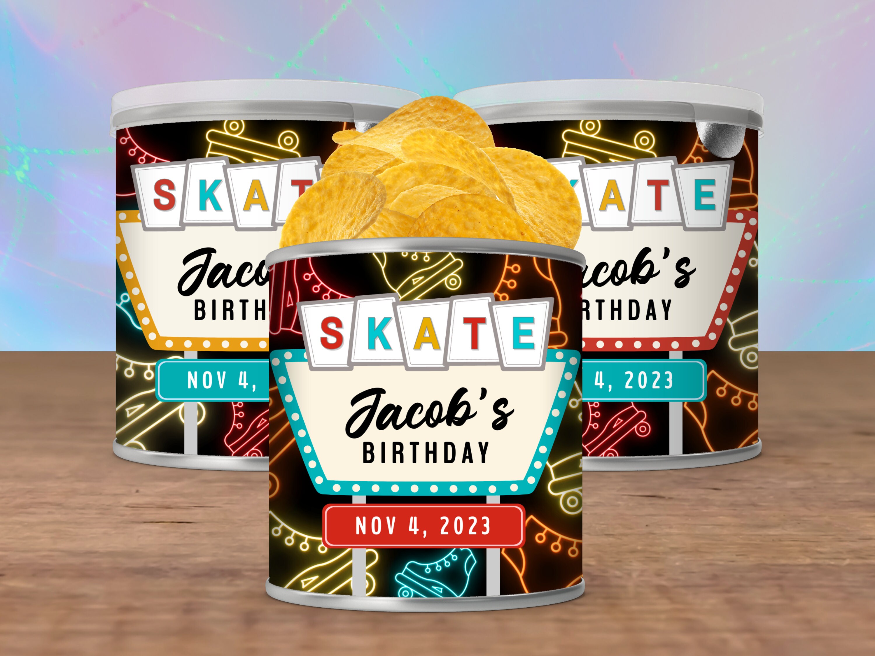 Roller Skating Birthday Party Favors for Kids & Teens, Retro Skate Potato Chip Mini Tube Wrapper ...