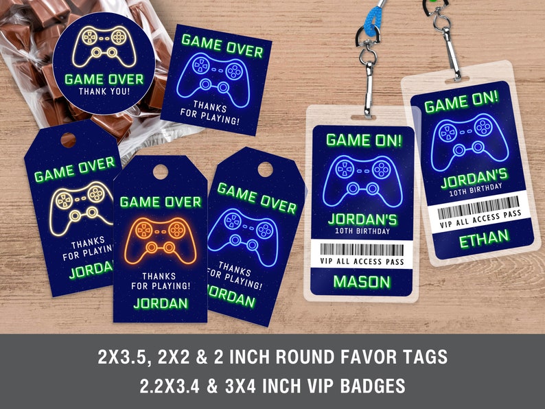 Video Game Theme Birthday Invites & Favors Kit for Boy Game Truck or ...
